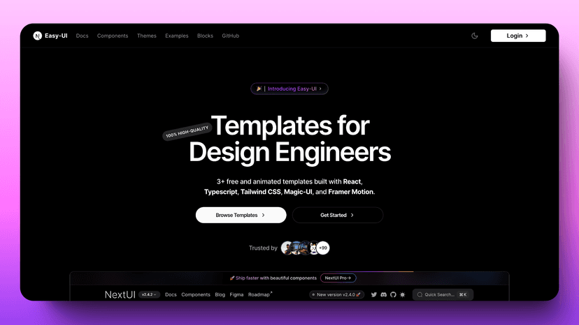 Easy UI - Beautifully designed website templates built with React and ...